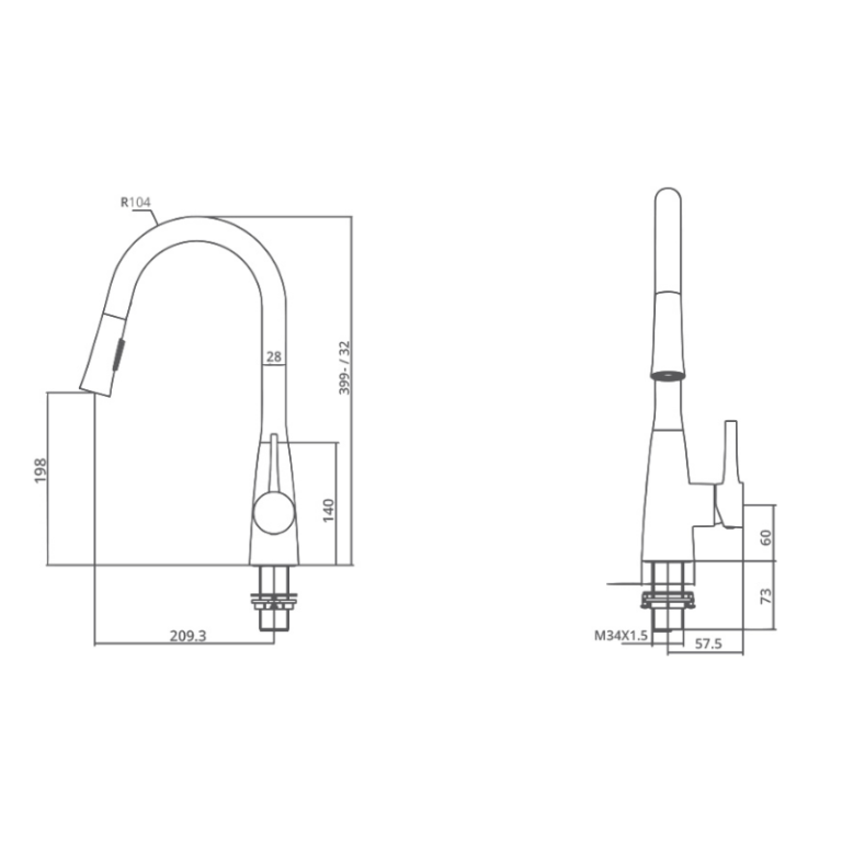 Eclipse black kitchen removable faucet – EC-108 – EC-108 NG PVD – El ...
