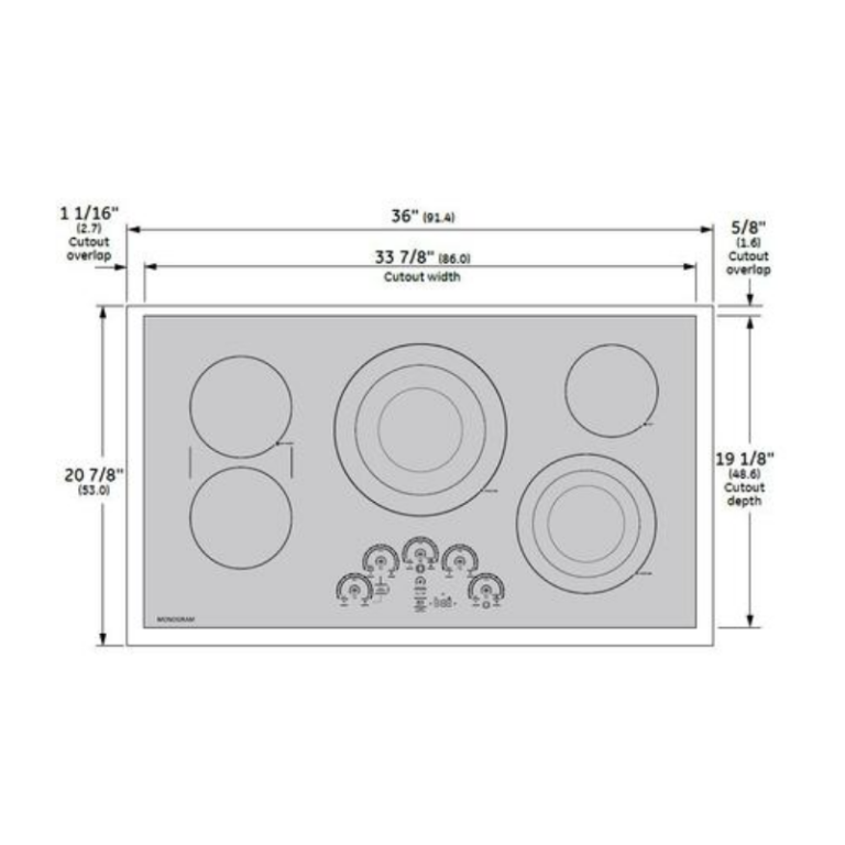 Parrilla electrica Monogram 5 Quemadores 220v - ZEU36RSJSS - Electric ...