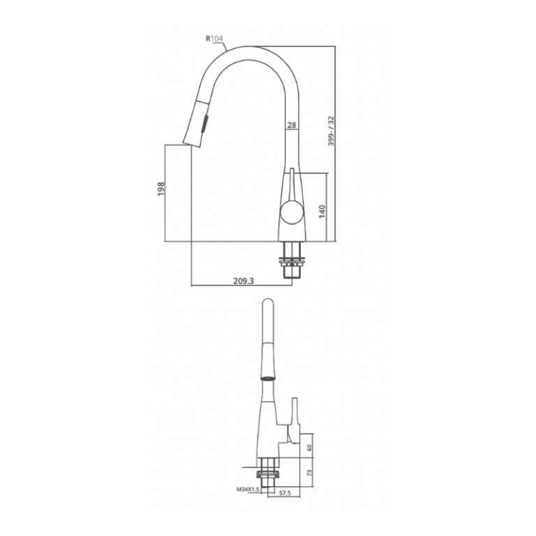 Mezcladora extraible Eclipse – EC-108 BZ PVD- kitchen faucet – El Tio ...