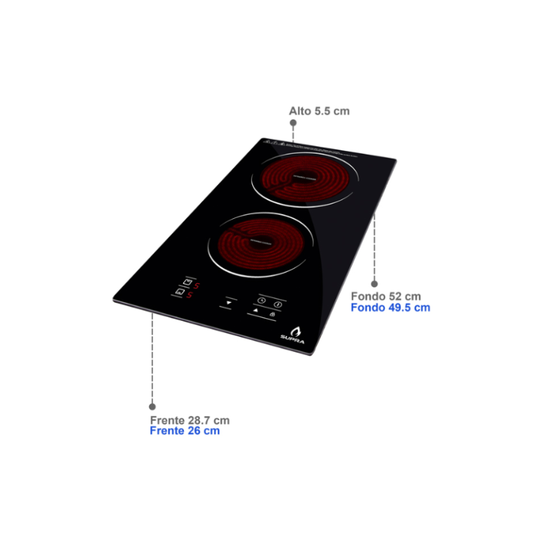Parrilla de vitroceramica 2 quemadores Supra - VITROROSSO-V - El Tio ...
