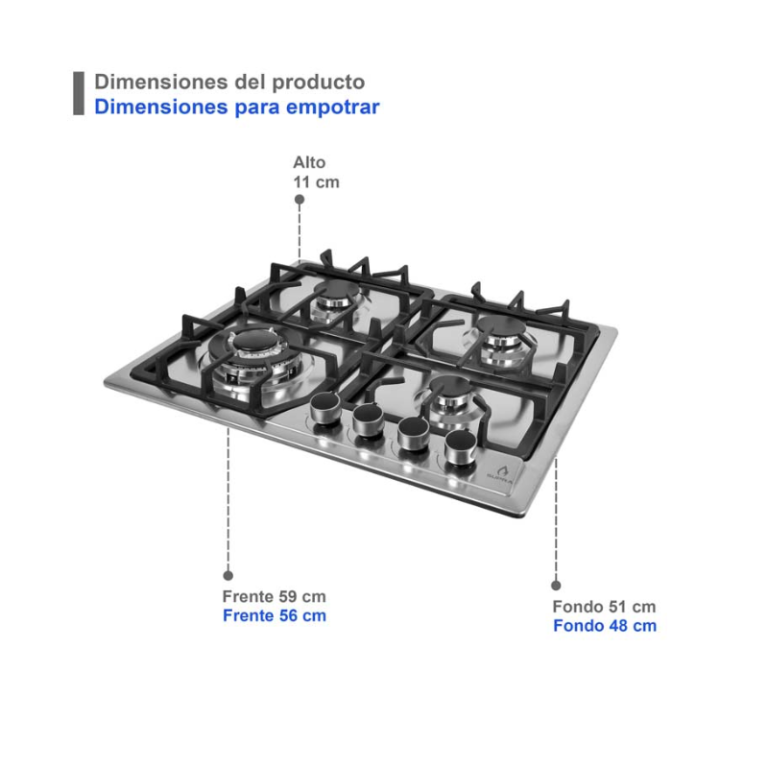 Parrilla gas 4 quemadores Supra - EXQUISIT - gas cooktop - El Tio Sam ...