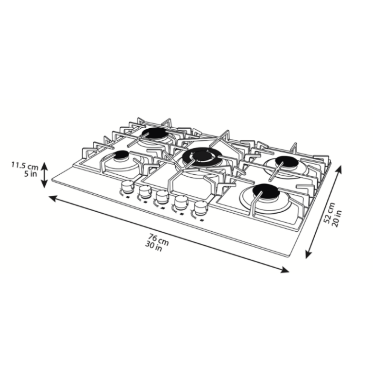 Parrilla gas 5 negro quemadores Supra - SENZA-76 - gas cooktop - El Tio ...